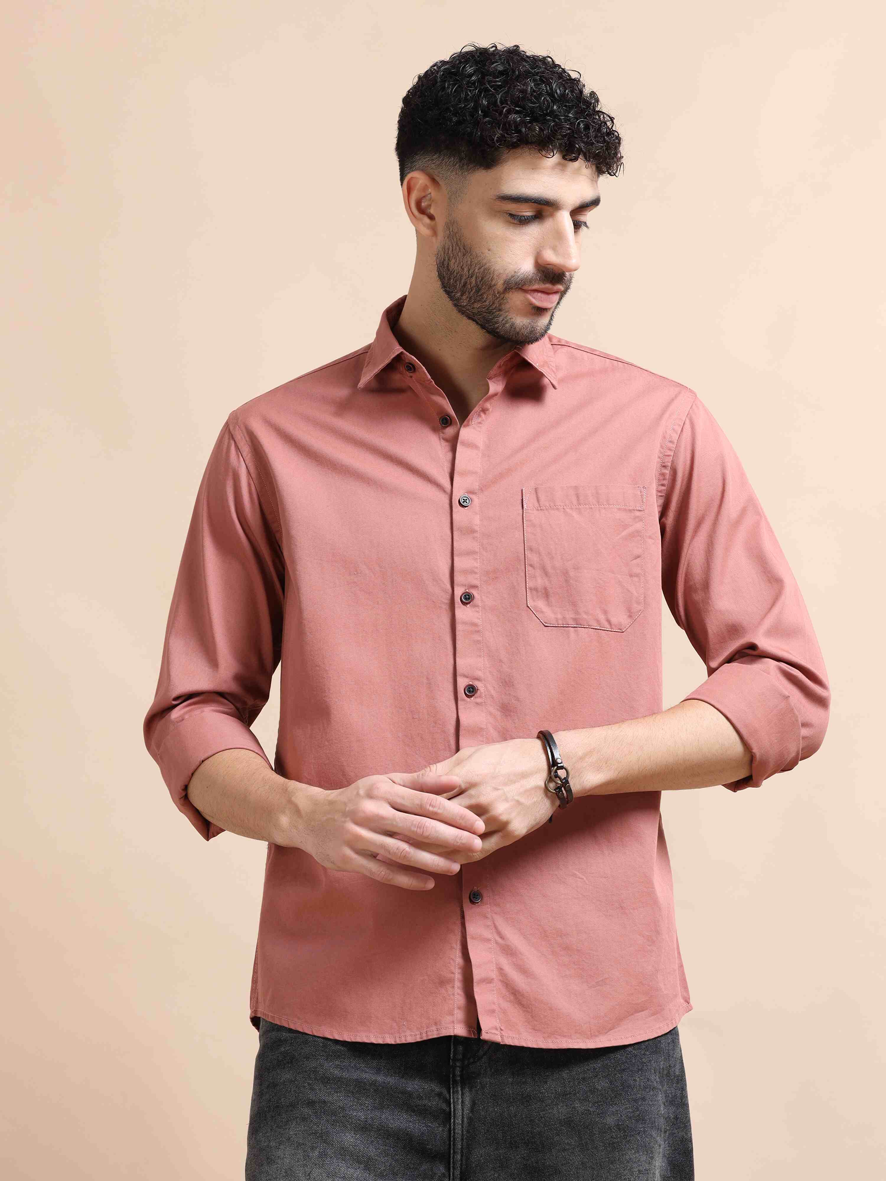Buy Mens Peach Colour Shirt Online in Great Price
