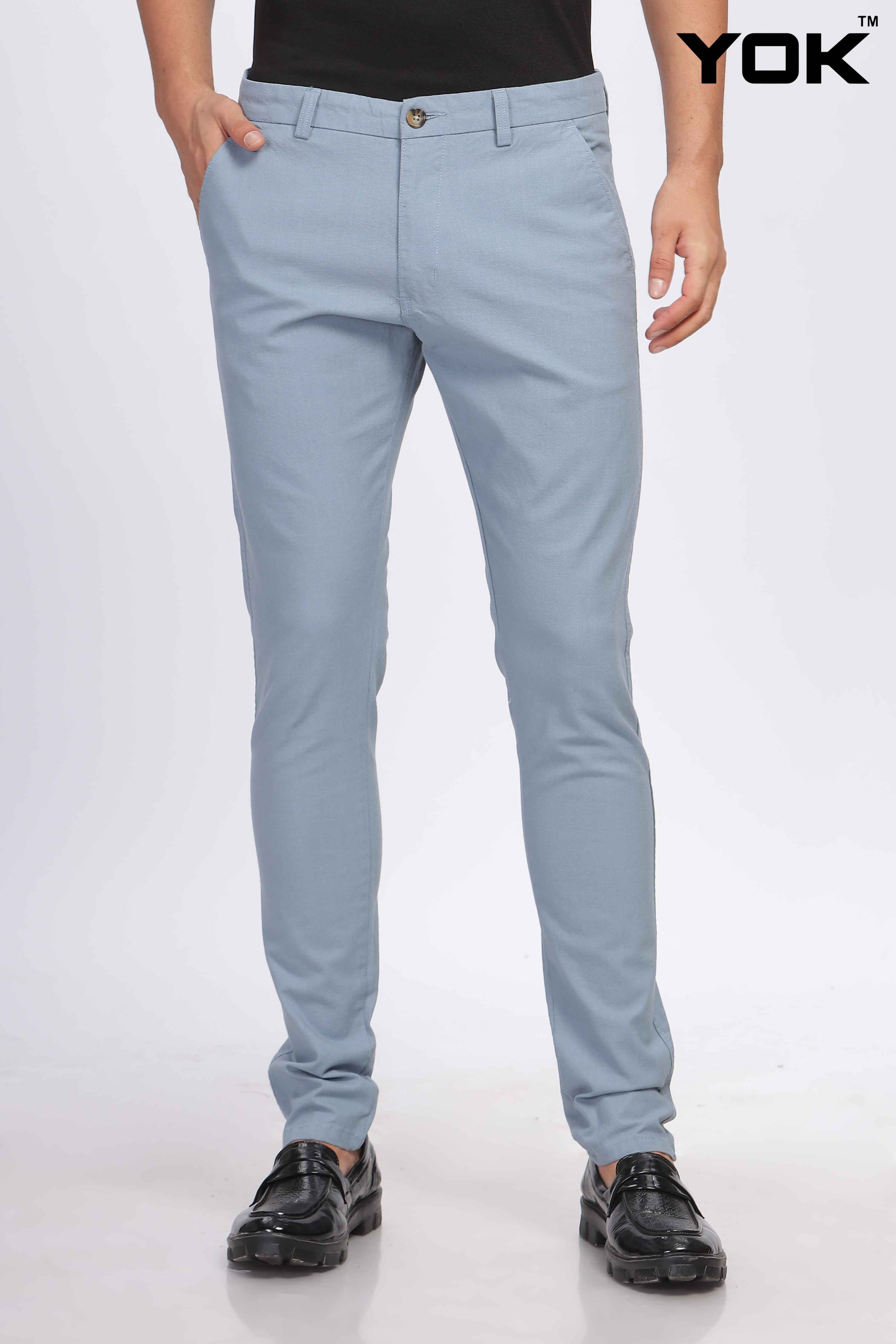 Shop High-Quality Light Blue Pants for Men in India | YOK