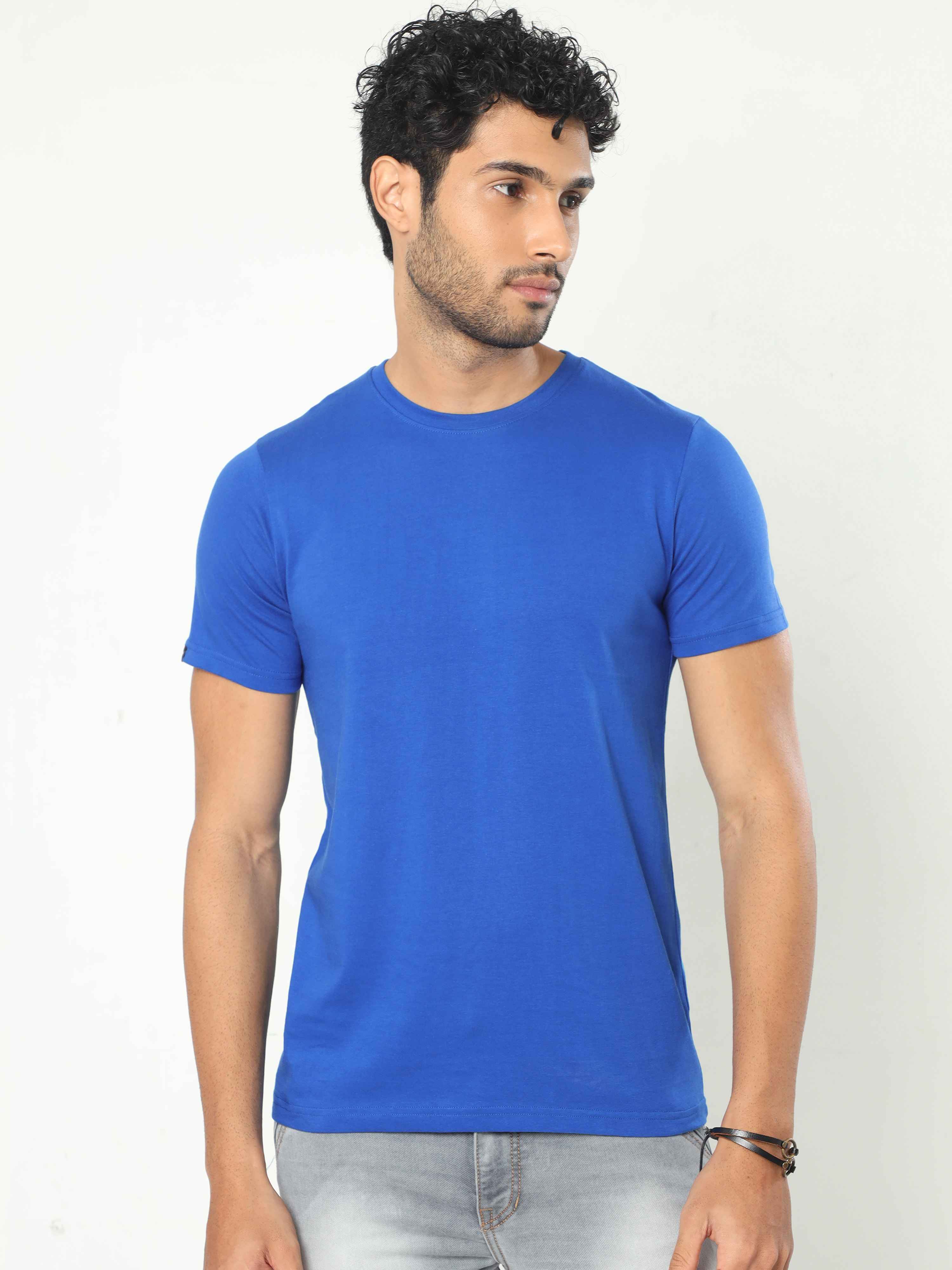 Shop Mens Plain Blue T-Shirts Online in India